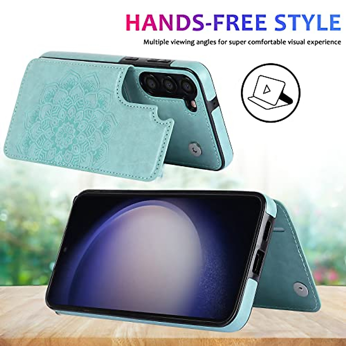 ACXLIFE Galaxy S23Plus 5G Case S23 Plus Card Credit Holder Wallet Protective Cover with Card Slot and Leather Case for Samsung S23Plus 6.6Inch (Green, S23 Plus 6.6inch)