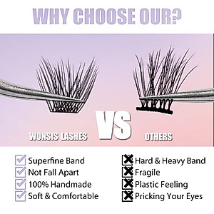 WONSIS 𝑳𝒂𝒔𝒉 𝑪𝒍𝒖𝒔𝒕𝒆𝒓𝒔, False Eyelashes Individual for DIY Lash Extension, 𝑴𝒊𝒙 𝑳𝒆𝒏𝒈𝒕𝒉 Individual Lashes, Natural Look 𝑹𝒆𝒖𝒔𝒂𝒃𝒍𝒆 Cluster Lashes for Home (Allure-𝗠𝗶𝘅)