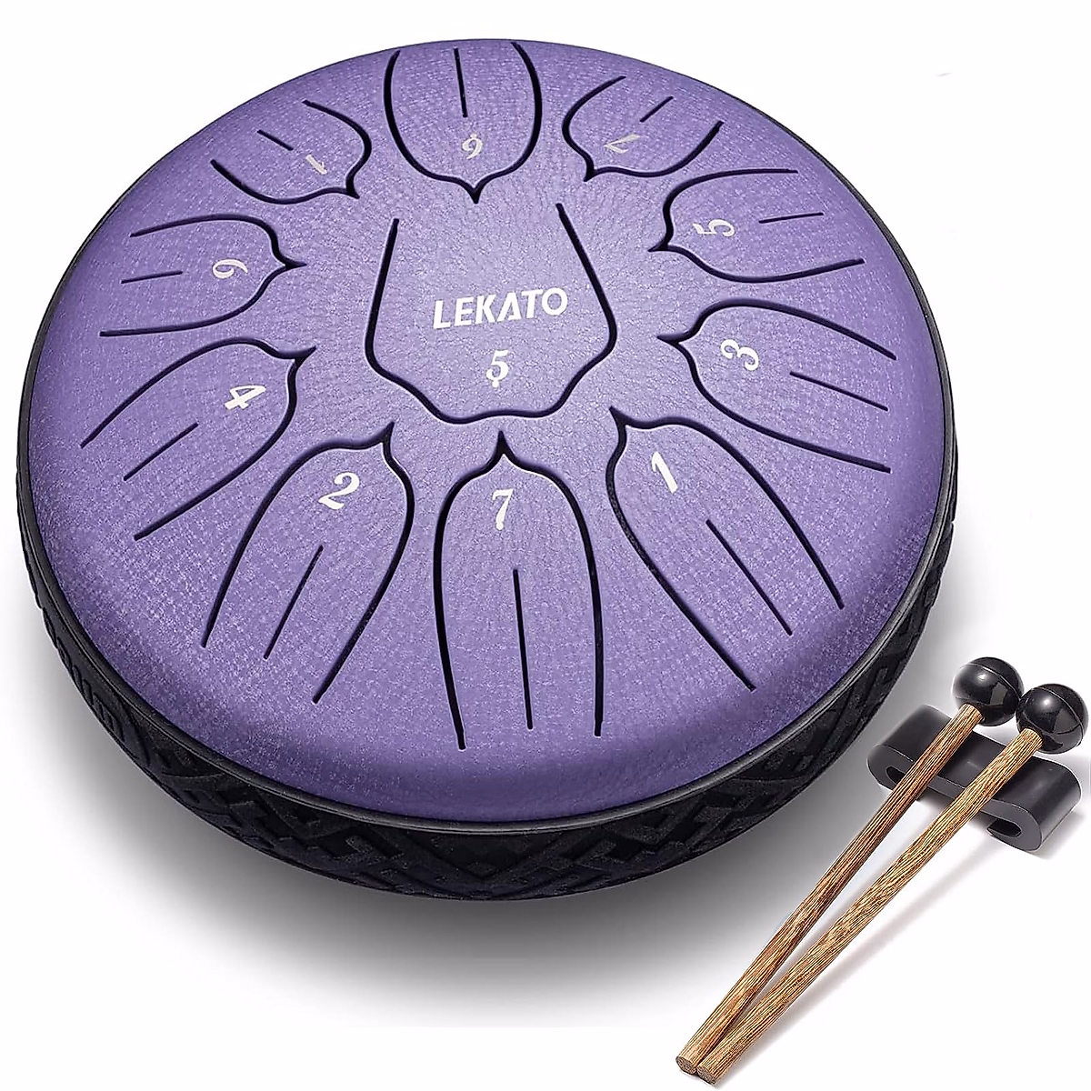 LEKATO Steel Tongue Drum 6 Inch 11 Note, Rain Drum for Outside D Major Handpan Drum for Meditation Yoga Musical Education, New Year Gift for Kids/Families