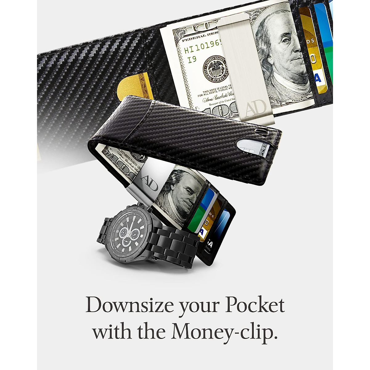 Access Denied Slim Money Clip Wallets For Men - Vegan Faux Leather Bifold Mens Wallet RFID Front Pocket Minimalist Credit Card Holder With Gift Box