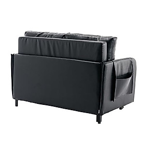 MMLLZEL Convertible Sleeper Sofa Bed, Loveseat Couch with Pull Out Bed, Side Pockets for Living Room