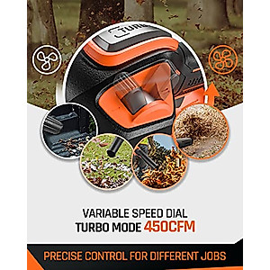 FIILPOW 20V 450CFM Leaf Blower, Brushless Blower Cordless with 4.0Ah Battery and Fast Charger, Turbo Mode & Variable Speed Trigger and Lock Dial, Lightweight Axial Blower for Lawn Care, Yard, Driveway