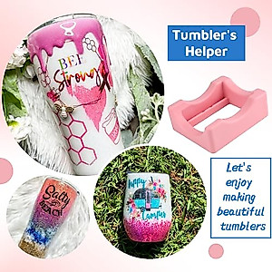 Riomh Cup Cradle for Tumblers, Silicone Tumbler Holder for Vinyl Decals, Tumbler Cradle Built-in Slot with Felt Edge Squeegee for Crafting Decals on Cups, Bottles