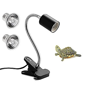 Yecherate (2bulbs Included) Reptile Heat Lamp Reptile Light with Holder&Switch, UVA UVB Reptile Lamp Adjustable with Fixture for Lizard Turtle Snake Amphibian&Aquariaum Accessories
