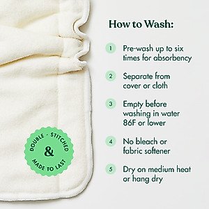 Naturally Nature 4 Layer Cloth Diaper Inserts with Gussetts - Viscose Bamboo Reusable Liners for Cloth Diapers, (Pack of 12)