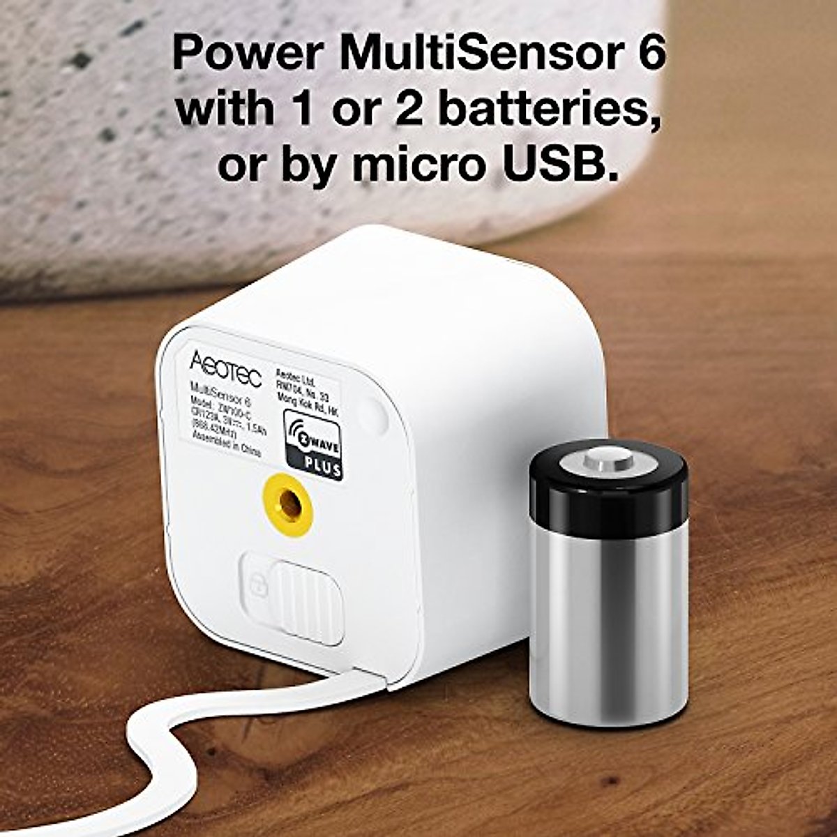 Aeotec Multisensor 6 with Battery, Z-Wave Plus 6-in-1 Motion, Temperature, Humidity, Light, UV, Vibration Sensor