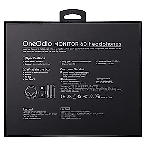 OneOdio Monitor 60 Professional Studio Headphones - Recording Wired Over Ear Headphones, Hi-Res Audio, Soft Comfortable Earmuffs, 6.35mm (1/4") Adapter for Tracking Mixing DJ Mastering Broadcast