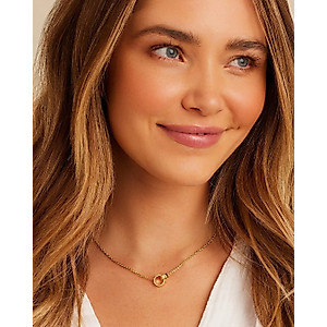 gorjana Women’s Rose Interlocking Necklace, 18K Gold Plated, Adjustable Chain, Double Ring Charm