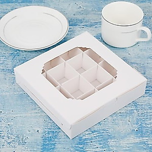 Empty White Pick and Mix Sweet Boxes with Inserts Clear Window and Divider 16-Compartments Quick Assemble Sampler Boxes for Chocolate Sweet Assortment (30 Pcs)