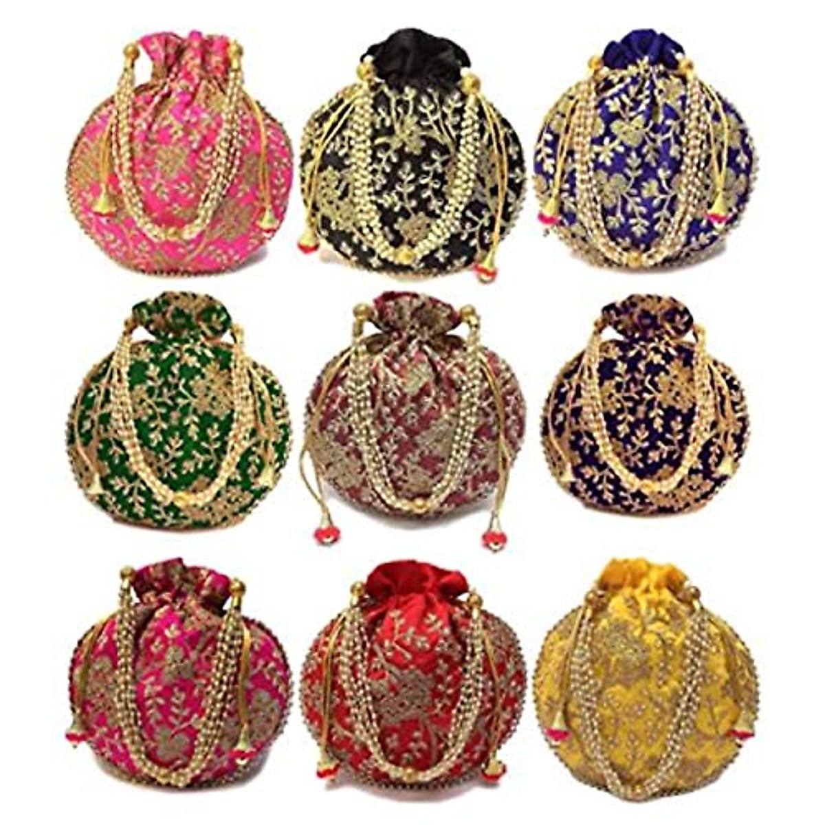 Pack of 20 India Gift Hub Traditional Indian Potli, Women Handbag, Handmade Bag,Gift, Clutch Purse, Wedding