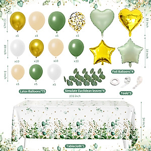 Sage Green Birthday Party Decoration Green Birthday Party Supplies for Boys Girls Happy Birthday Backdrop Tablecloth Balloon Arch Butterfly Stickers for Women Adult Birthday Decor Neutral Baby Shower
