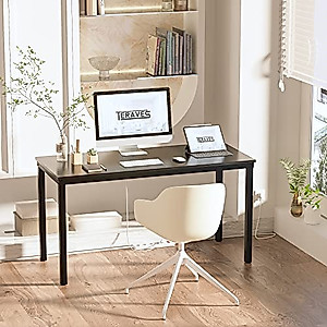 Teraves Computer Desk/Dining Table Office Desk Sturdy Writing Workstation for Home Office(39.37“, Black)