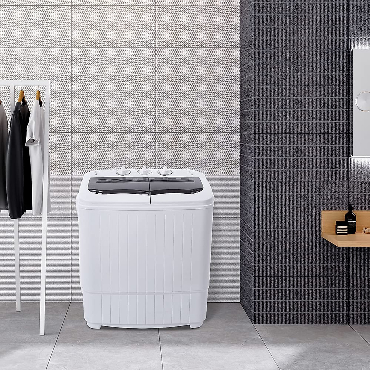 Winado Portable Washing Machine 14.3 Lbs, Compact Mini Washer Machine & Dryer Combo, Small Twin Tub Washer with Spin Cycle for College Rooms, Apartments, Dorms, RV' s