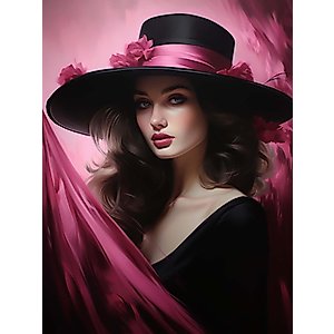 Reofrey DIY Diamond Art Kits for Adults Beauty, Woman Full Drill Round Rhinestone Diamond Painting Kits, Cross Stitch Embroidery Canvas for Crafts Home Wall Decor 30x40cm