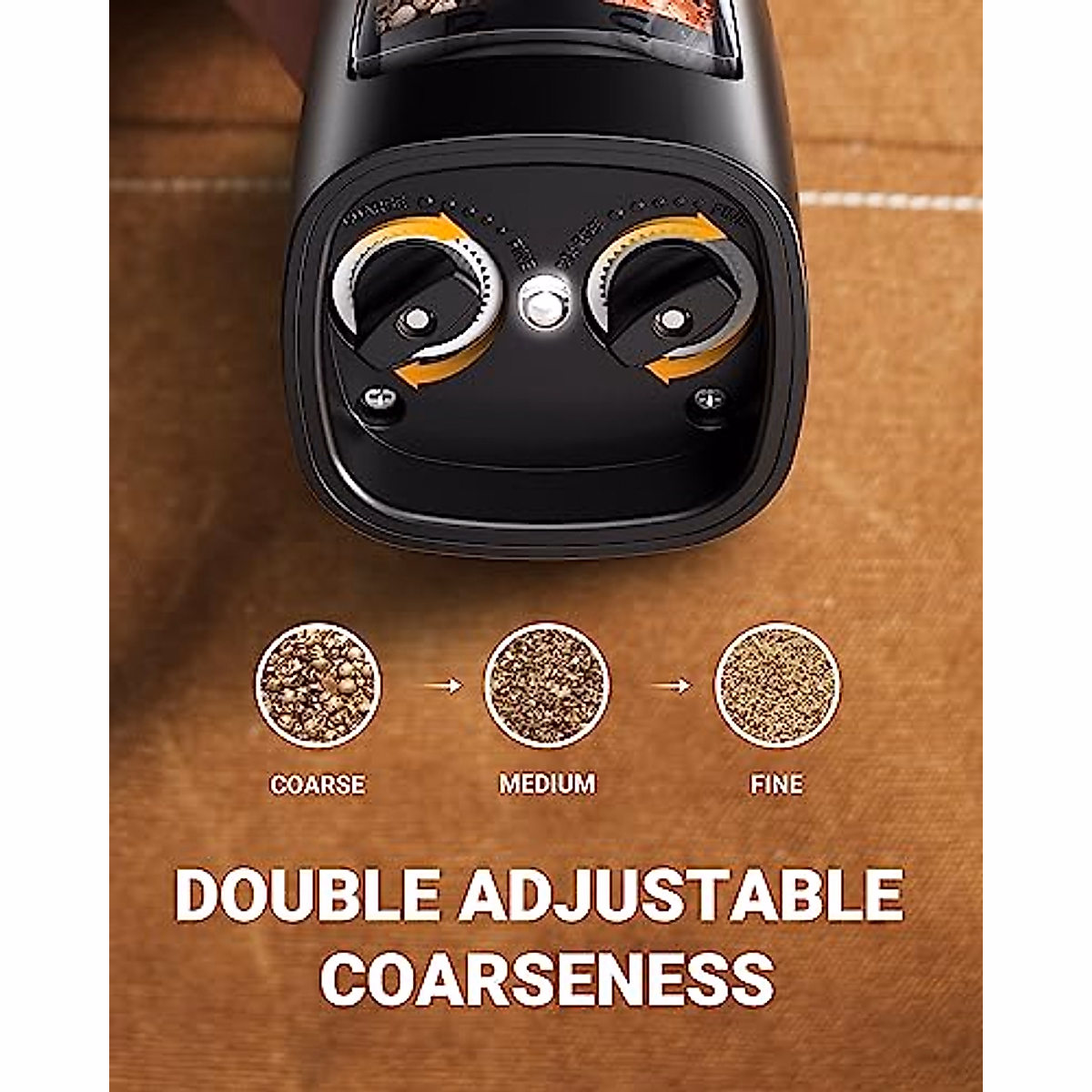 2 in 1 Electric Salt and Pepper Grinder Set Shaker USB Rechargeable, Sangcon Salt and Pepper Grinder Mill Set Dual In One, Automatic Refillable Adjustable Coarseness Ceramic Grinder with Light