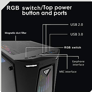 Apevia Crusader-F-PK Mid Tower Gaming Case with 1 x Full-Size Tempered Glass Panel, Top USB3.0/USB2.0/Audio Ports, 4 x RGB Fans, Pink Frame