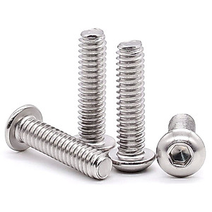 M6-1.0 x 25mm (30 pcs) Button Head Socket Cap Screws Bolts, 18/8 Stainless Steel 304, Fully Threaded, Machine Coarse Thread, Allen Hex Drive