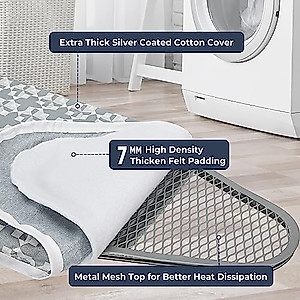 STO STO Ironing Board 45" x 14" with Iron Holder, Adjustable Height 29" to 36", Full Size Foldable Iron Board with Silver Coated Cotton Removable Cover, Sturdy Steel Frame and Legs, Grayish Blue Plaid