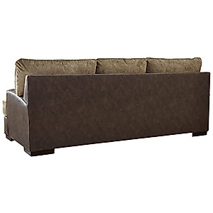 Signature Design by Ashley Alesbury Casual Faux Leather Sofa, Dark Brown & Light Brown