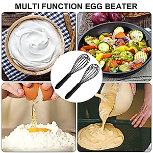 DIGHEIGG Silicone Whisk for Cooking, Wisk Set Egg Beater for Non-Stick Cookware for Whisking, Blending, Beating, Frothing & Stirring Kitchen Decor and Accessories, Black, Set of 2