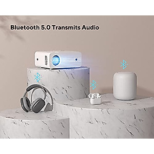 Native 1080P WiFi Projector, AKIYO 300'' Max Phone Projector Support iOS & Android, Portable Mini Movie Projector for Home and Outdoor, Support HDMI, USB, TV Stick, DVD, PS5, Carrying Case Included