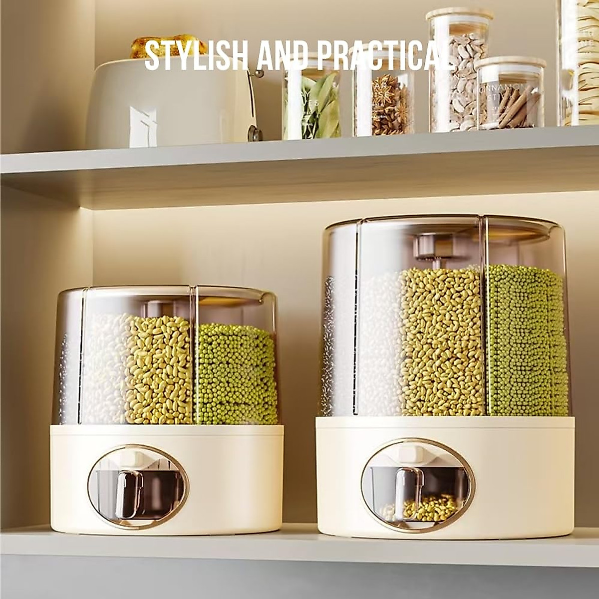 SENAOU Grain Storage Tank Grain Dispenser 360°Rotating Kitchen Storage Containers (11lb)