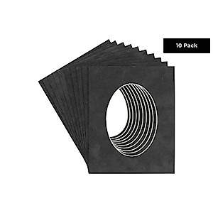 CountryArtHouse Dark Grey Suede Acid Free 16x20 Oval Picture Frame Mat with White Core Bevel Cut for 13.5x17 Pictures - Fits 16x20 Frame - Pack of 10 Matboards