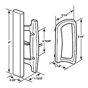 Wood Sliding Patio Door Handle Set Mortise/Hook Style Reversible Handle Sliding Glass Set, Non-keyed with Latch Locks (White)
