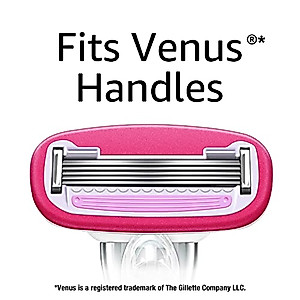 Amazon Basics 5 Blade FITS Razor for Women, Fits Amazon Basics and Venus Handles, Includes 1 FITS System Handle, 2 Cartridges & 1 Shower Hanger, Pink