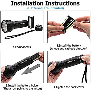 Vansky Black Light UV Flashlight, 2023 Upgraded 51 LED Blacklight Pet Urine Detector for Dog/Cat Urine, Dry Stains, Bed Bug, Matching with Pet Odor Eliminator(Batteries are Included)