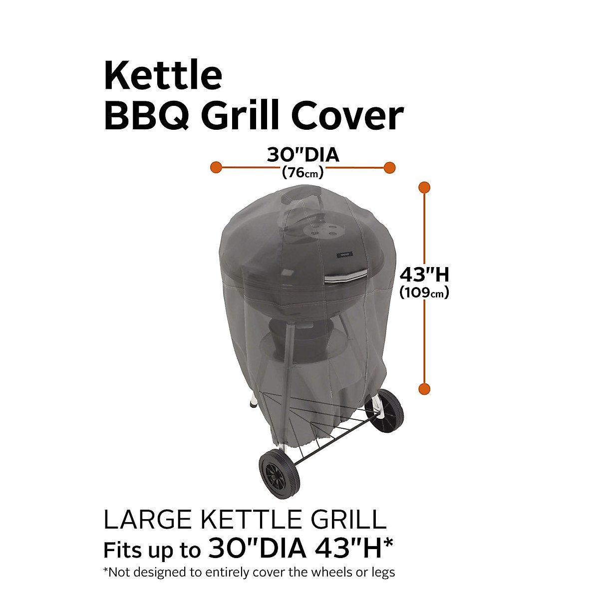 Classic Accessories Ravenna Water-Resistant 30 Inch Kettle BBQ Grill Cover, Grill Cover, Grill Cover for Outdoor Grill, BBQ Cover