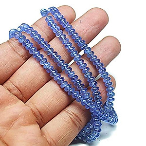 LKBEADS 2 Strands Natural Tanzanite Faceted Rondelle Micro Gemstone Craft Loose Spacer Beads 16 Inch Long 4mm 5.5mm Code-HIGH-310