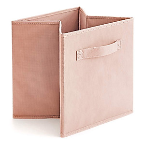 EZOWare Set of 12 Foldable Basket Bin Collapsible Storage Cube For Nursery, Kids Toys Organizer, Shelf Cabinet - ( Pale Dogwood + Light Blue)