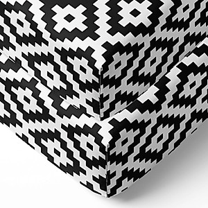 Bacati - 2 Pack Love Diamonds Aztec Neutral 100% Cotton Soft Breathable Percale 2 Pack Crib/Toddler Bed Fitted Sheets (Black)