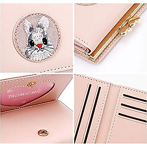 JIUFENG Women's Short Wallet Multi Purpose Purses Animal Embroidered Billfold Credit Card Holder Coin Pouches (Black)