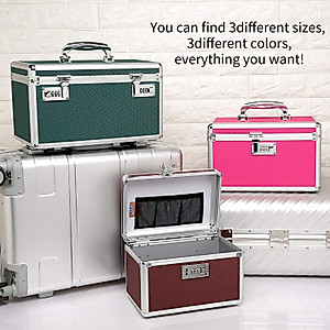 Combination Locking Medication Box with Portable Storage Case, 10.2''x 6.8''x 6.8'', Childproof Medicine Lock Organizer, Lockable Box for Documents & Valuables (Pink/Small)