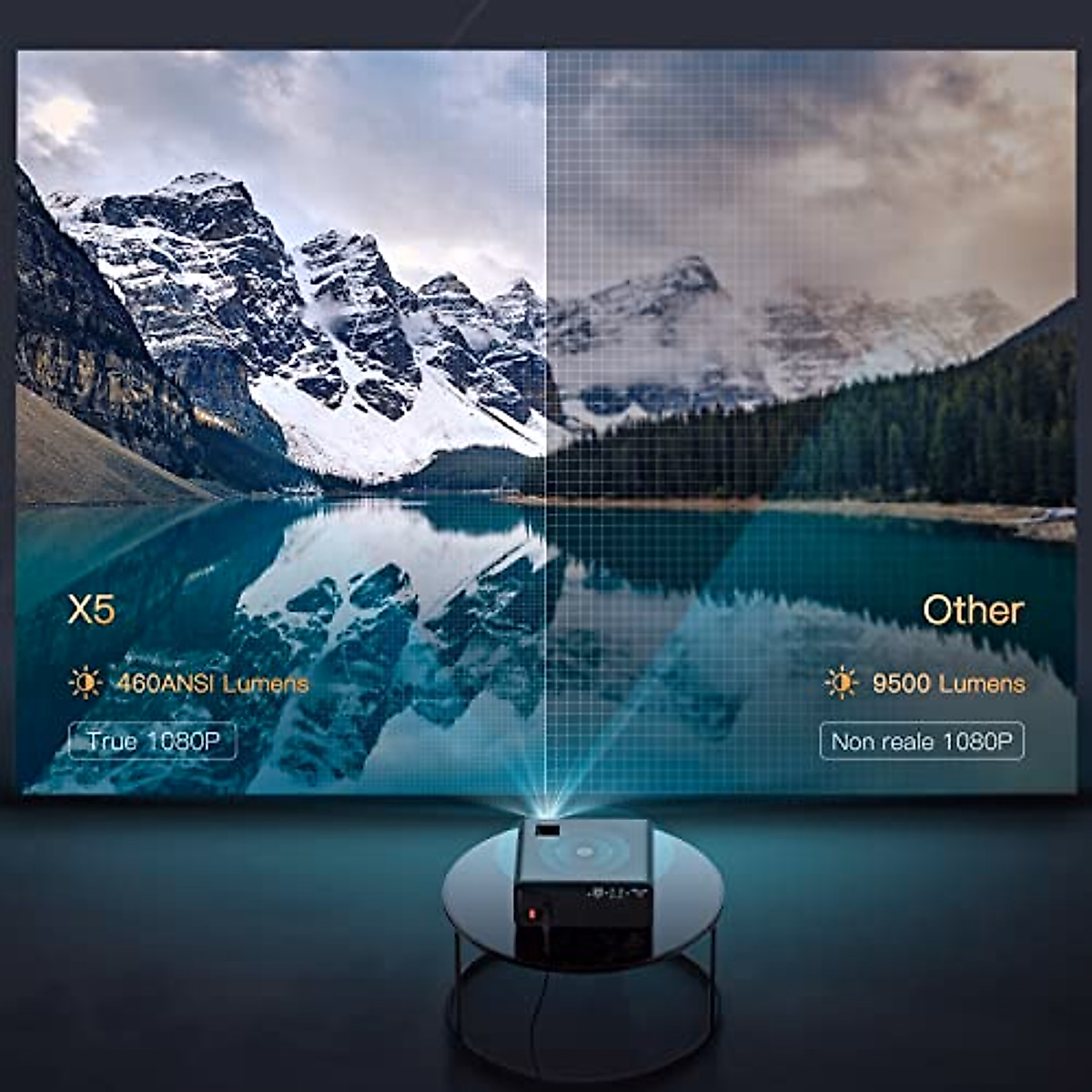 TOPTRO X5 5G WiFi Bluetooth Projector, 460 ANSI Lumen Full HD Native 1080P Projector, Outdoor Projector 4K Support 4P/4D Keystone, Zoom, 300" Display, PPT, for Home Theater and Small Office Use