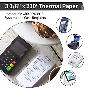MBLABEL Thermal Receipt Paper Rolls, 3-1/8 x 230ft Thermal Paper, POS Cash Register Paper Rolls (10 Rolls)