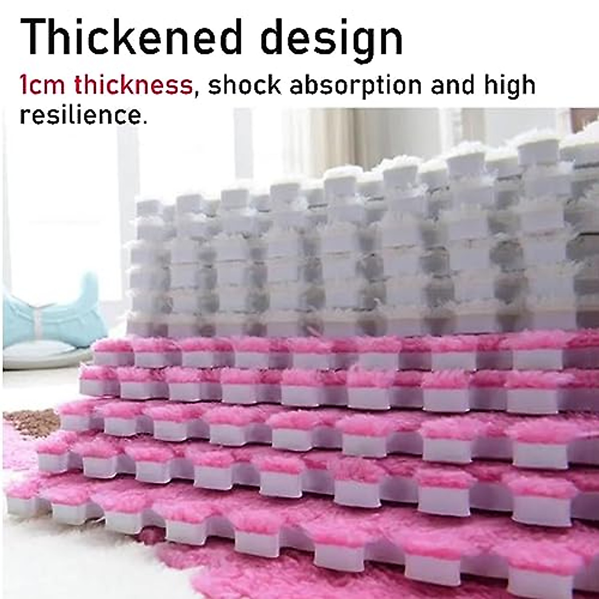 30 Pieces Foam Interlocking Interlocking Carpet Fluffy Area Rug,Square Floor Plush Floor Puzzle Playmat,12X12in Anti-Slip Shaggy Area Rug for Home(Color:Green)