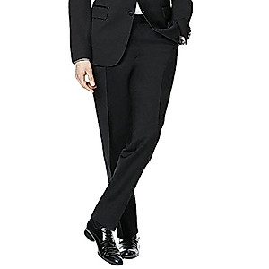 Neil Allyn Men's Flat Front Comfort Waist Satin Stripe Tuxedo Pants, 40 Black