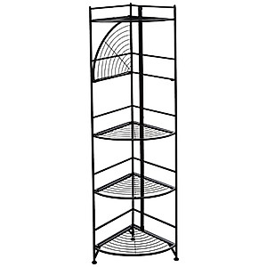 Convenience Concepts Xtra Storage 5 Tier Folding Metal Corner Shelf, Black