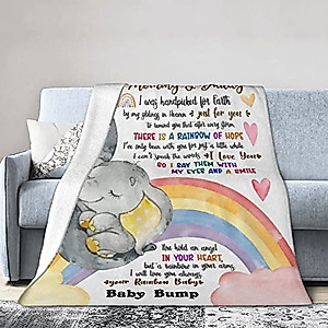 Personalized Hi Mommy & Daddy Elephant & Rainbow Blanket Gift for First Time Mommy First Time Dad