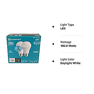 100W Equivalent Daylight A19 Energy Star and Dimmable LED Light Bulb (2-Pack) (Packaging may vary)