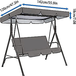 Patio Swing Canopy Waterproof Top Cover Set, Courtland Swing Replacement Awning Canopy Covers for Swing Chair Glider All Weather Protection Outdoor Garden Furniture(Dark Green, Three-seater76.77in)