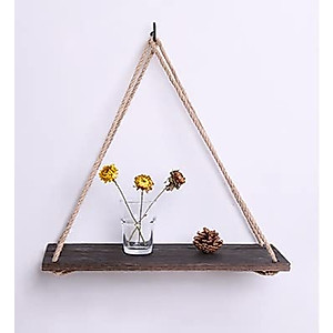 TJLSS Wall-Mounted Shelf Imitated Old Numb Floating Rope Shelf, Farmhouse Organizer Country-Style Home Decoration