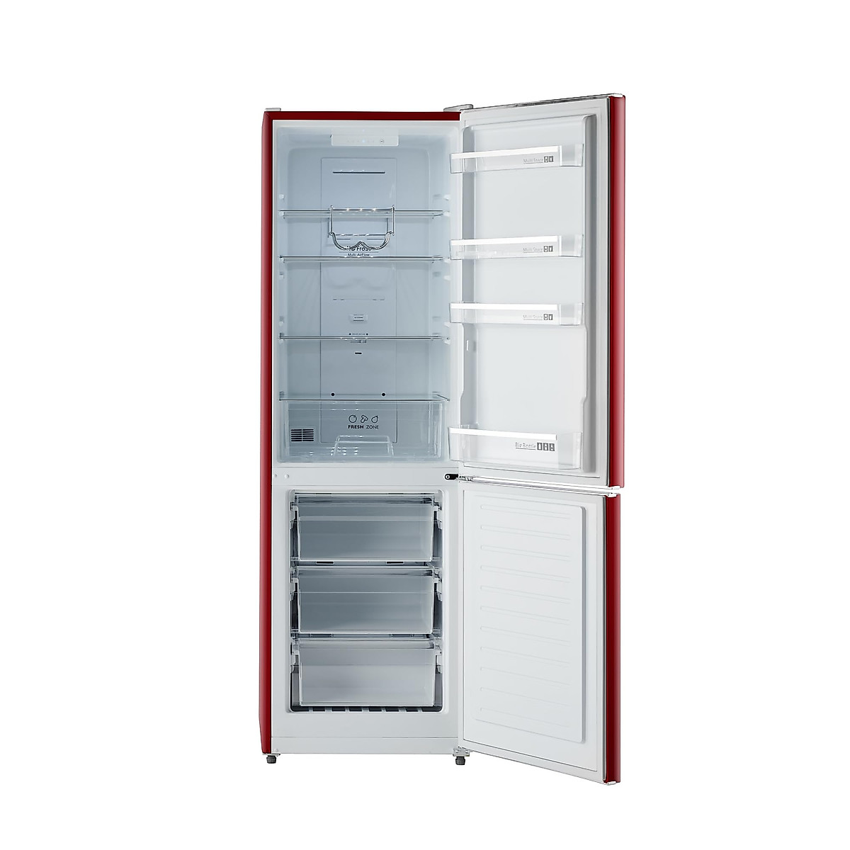 iio Retro Refrigerator With Bottom Freezer - Full Size 24 Inch Wide 11 Cu Ft - Frost Free, Fast Cool, 360° Multiflow Cooling, Space Saving, Environmentally Friendly (Right Hinge, Wine Red)