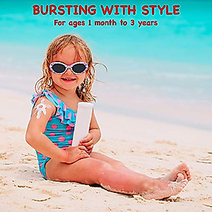 Optix 55 Baby Sunglasses, 100% UV Protection Infants & Toddlers Sunglasses, Smoked Lenses Reduces Glare for Ages 0-12 Month to 3 Years - Rubber Injected Frame with Matching Pouch (White, Smoked)