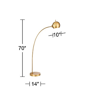 Possini Euro Design Capra Modern Chairside Arched Lamp Floor Standing 70" Tall Antique Brass Gold Swivel Head Bright Lighting Decor for Living Room Task Reading House Bedroom Home