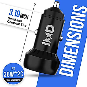 USB Type-C Car Charger Car Accessories – 60W Dual Ports Type-C Cell Phone Charger – Lighter USB Charger Compatible with iPhone, Samsung, Tablet – Fast Charge and Reliable Connection