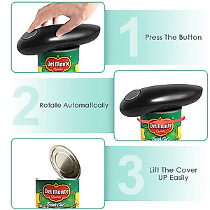 Hands Free Battery Operated Electric Can Opener Open Most Can Smooth Edge, Automatic Can Opener for Seniors, Arthritis, and Chefs, Electric Can Openers for Kitchen Food-Safe Magnetic Catches Cover